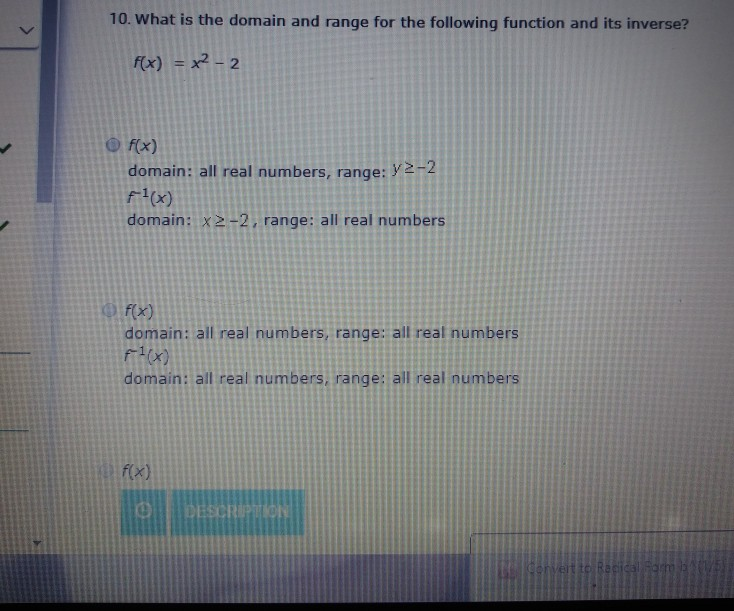 Solved 10. What Is The Domain And Range For The Following