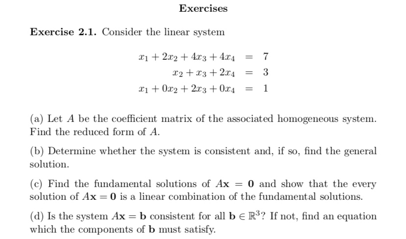 Solved Exercises Exercise 2.1. Consider the linear system X1 | Chegg.com