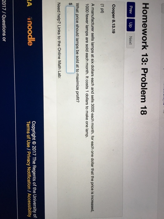 Solved Homework 13: Problem 18 Prev Up 3? Next Cooper | Chegg.com