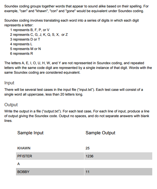 Solved Soundex coding groups together words that appear to | Chegg.com