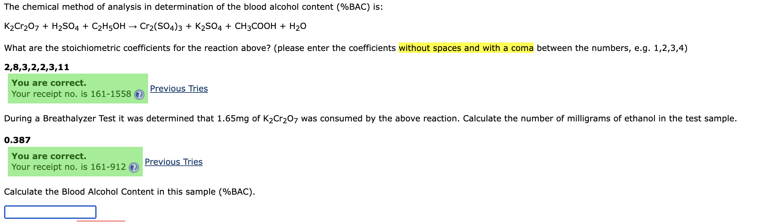 Solved The chemical method of analysis in determination of | Chegg.com