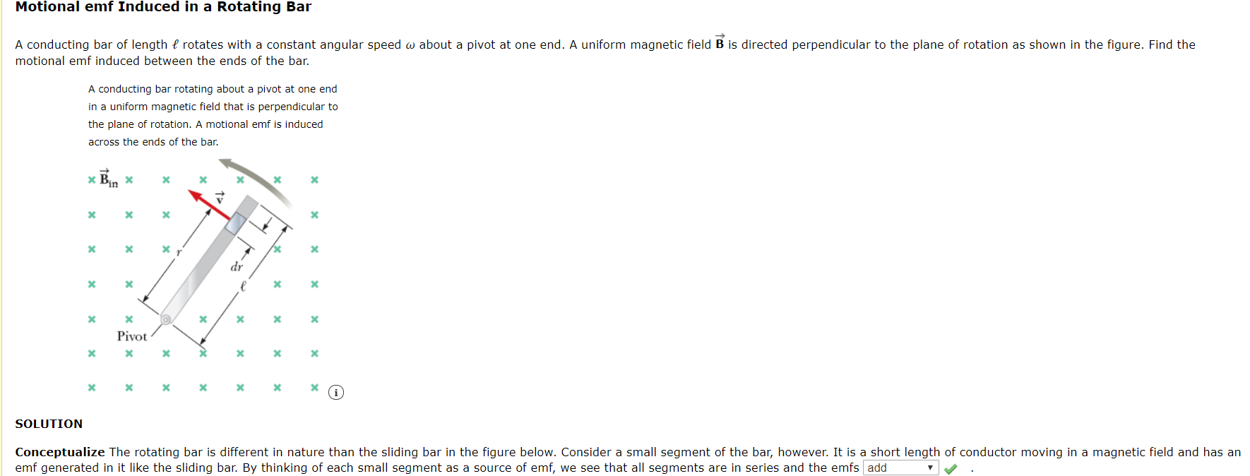Solved Motional emf Induced in a Rotating Bar A conducting | Chegg.com