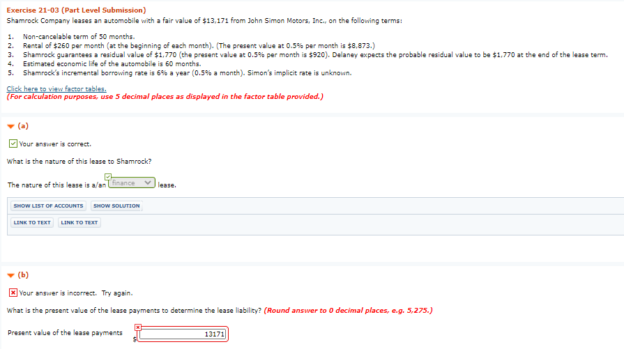 Solved Exercise 21-03 (Part Level Submission) Shamrock | Chegg.com