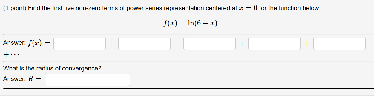 Solved (1 ﻿point) ﻿Find the first five non-zero terms of | Chegg.com