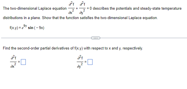 Solved The two-dimensional Laplace equation ∂x2∂2f+∂y2∂2f=0 | Chegg.com