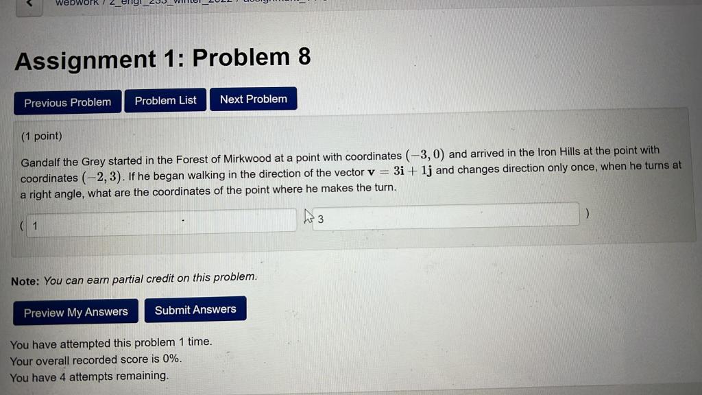 Solved Assignment 1: Problem 8 Previous Problem Problem List | Chegg.com