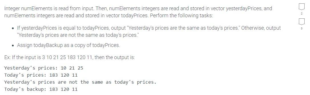 Solved Integer Numelements Is Read From Input Then 