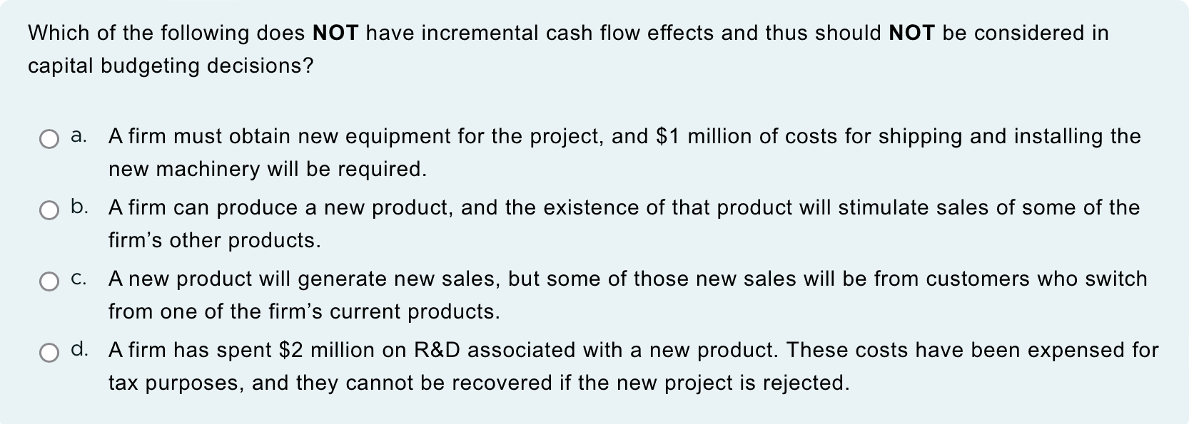 Solved Which of the following does NOT have incremental cash | Chegg.com