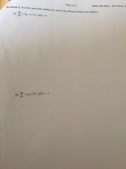 Solved Find the particular solution for each of the | Chegg.com