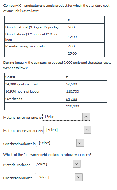 Solved Material usage variance is 2,500 favourable, 2,500 | Chegg.com