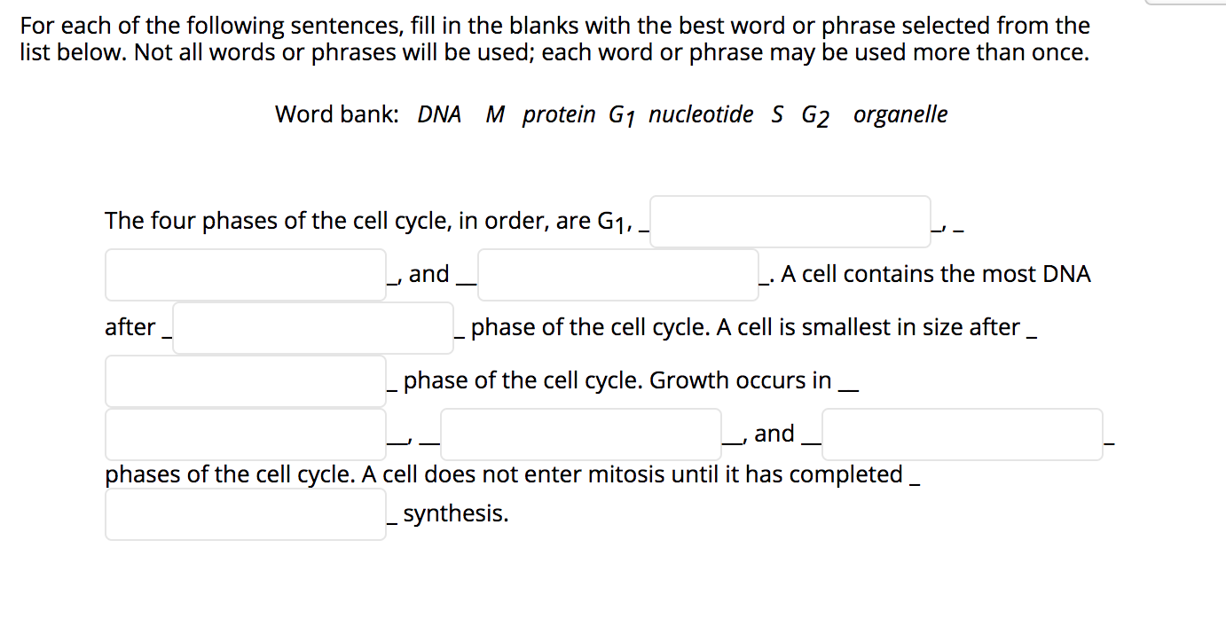 Solved For each of the following sentences, fill in the | Chegg.com