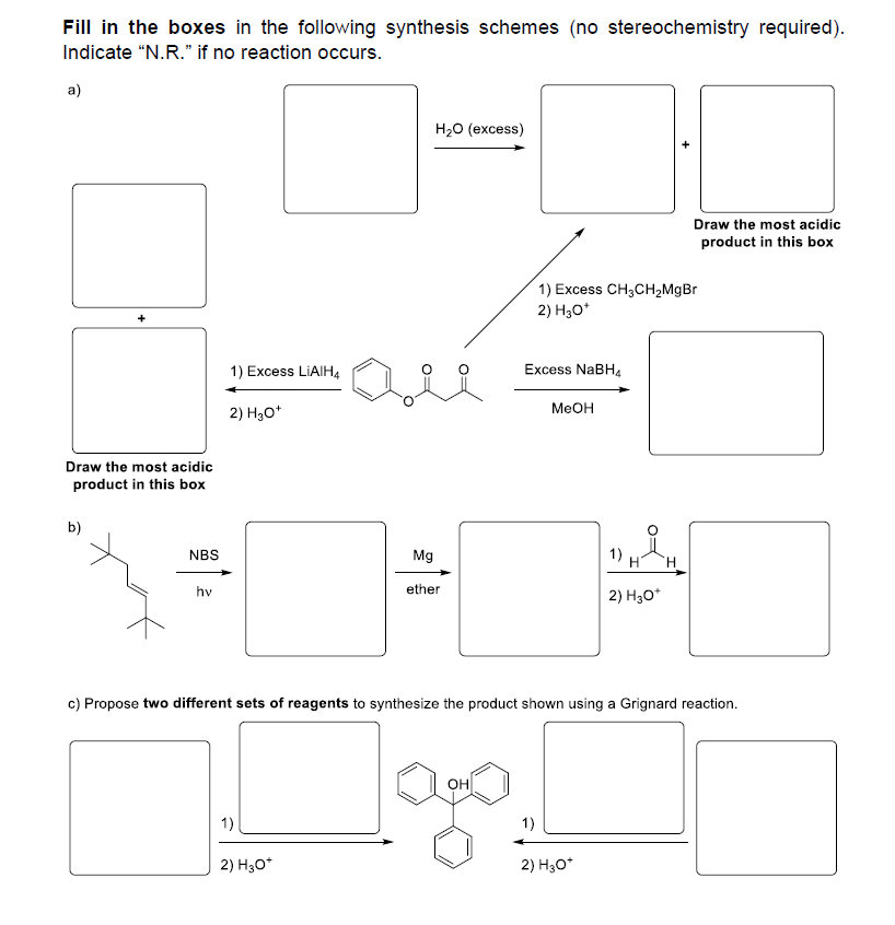 Solved Fill in the boxes in the following synthesis schemes | Chegg.com