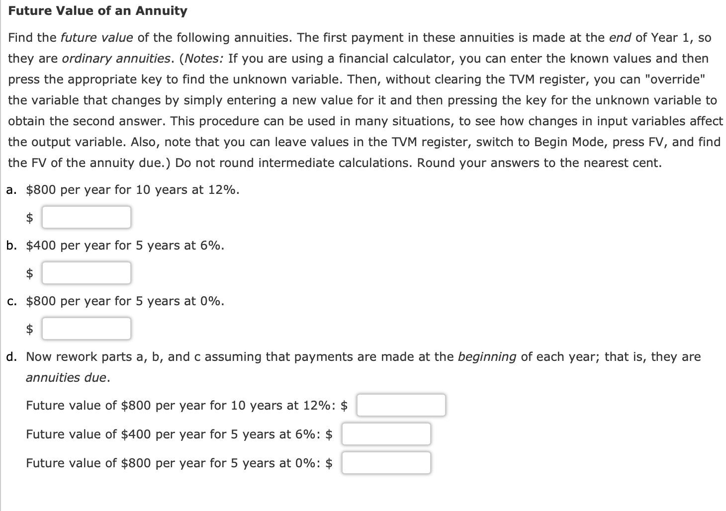 Future Value of an Annuity Find the future value of | Chegg.com