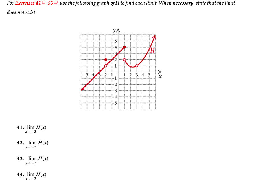 Solved For Exercises 410-500, use the following graph of H | Chegg.com