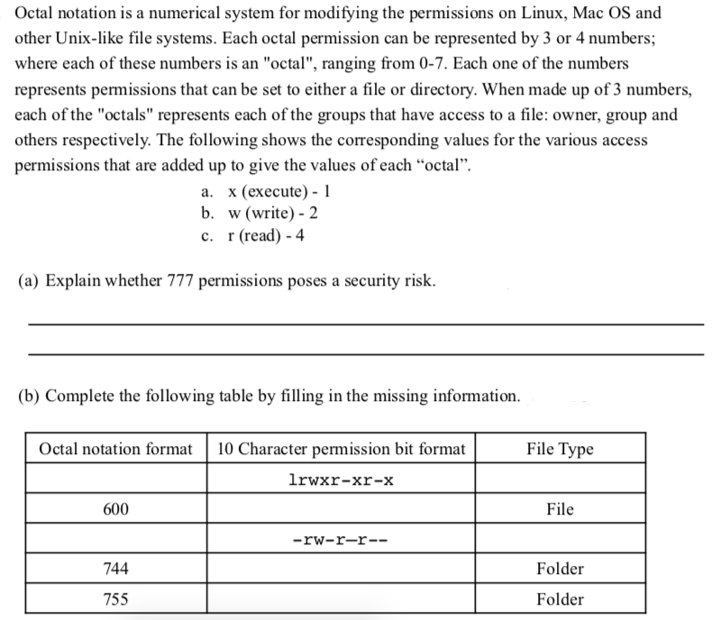 Solved Octal Notation Is A Numerical System For Modifying 