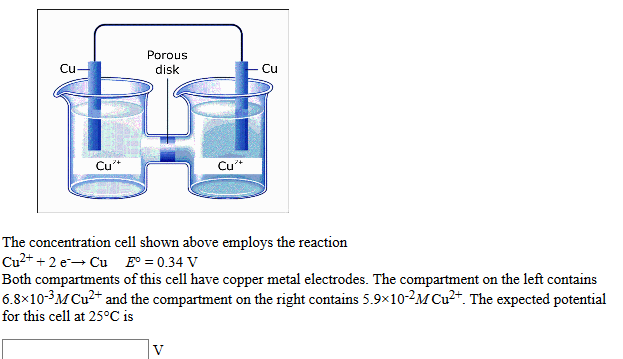 Solved Porous disk Cu Cu Cu" Cu" The concentration cell | Chegg.com