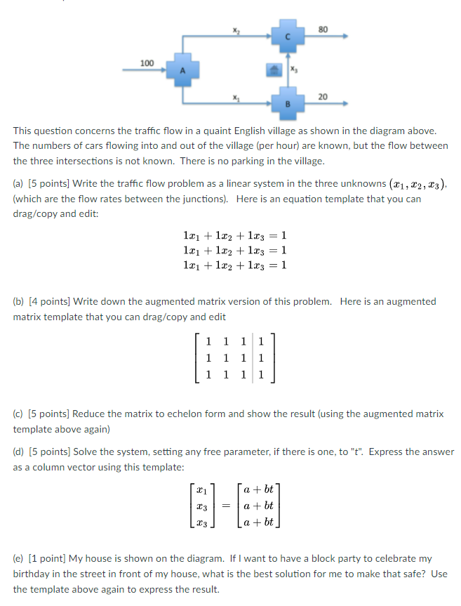 Solved 80 100 20 This question concerns the traffic flow in | Chegg.com
