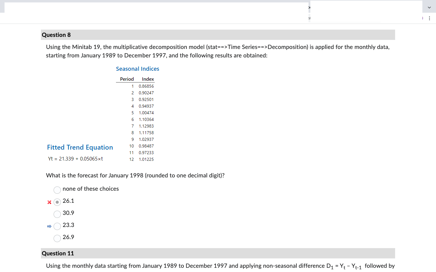 Solved Using the Minitab 19, the multiplicative | Chegg.com