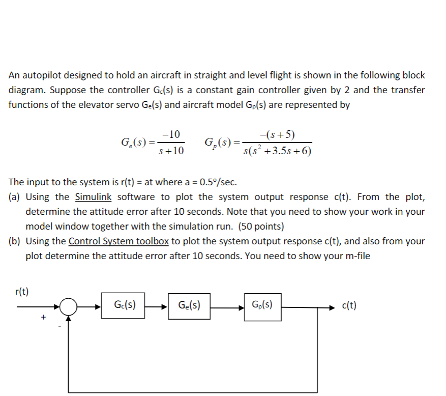 Solved An autopilot designed to hold an aircraft in straight | Chegg.com