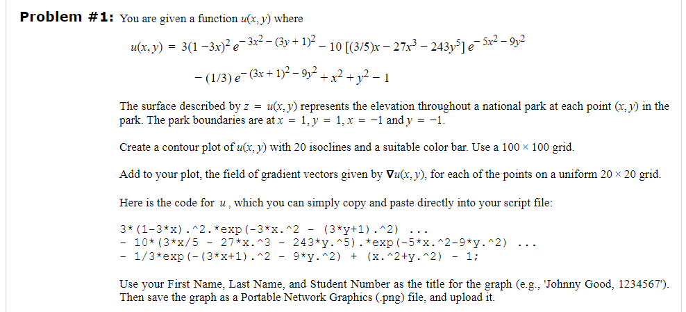 Solved Problem \# 1: You are given a function u(x,y) where | Chegg.com