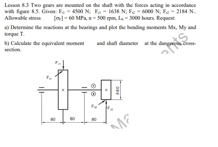 Solved Lesson 8.3 Two gears are mounted on the shaft with | Chegg.com