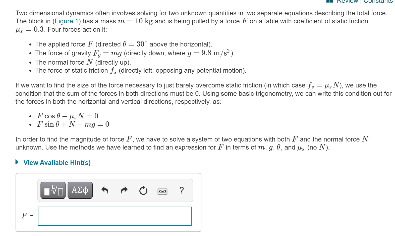 Solved Two dimensional dynamics often involves solving for | Chegg.com