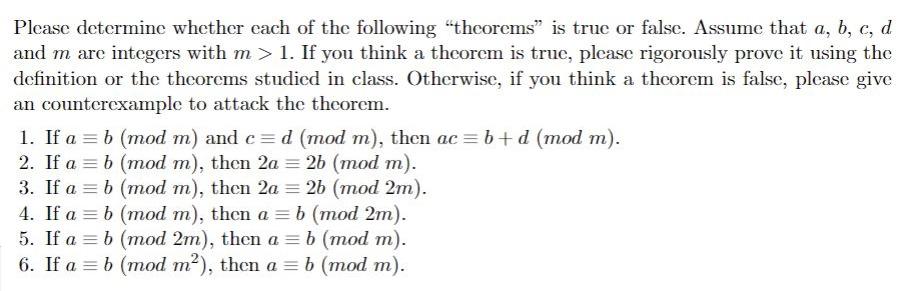 Solved Please determine whether each of the following | Chegg.com