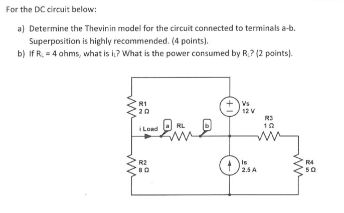 Solved For the DC circuit below: a) Determine the Thevinin | Chegg.com