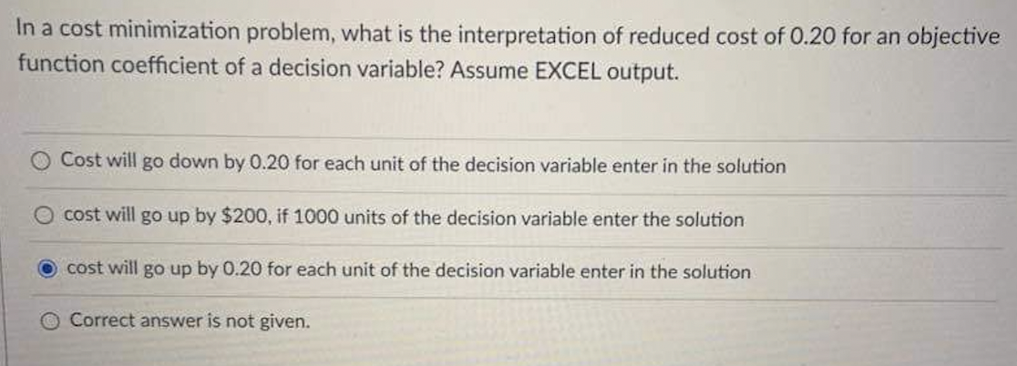 Solved In a cost minimization problem, what is the | Chegg.com