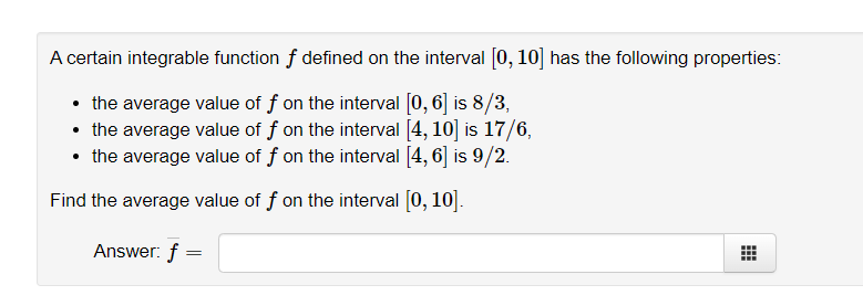 Solved A certain integrable function f defined on the | Chegg.com