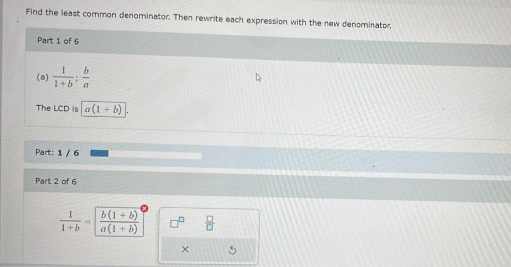 Solved Find The Least Common Denominator Then Rewrite Each