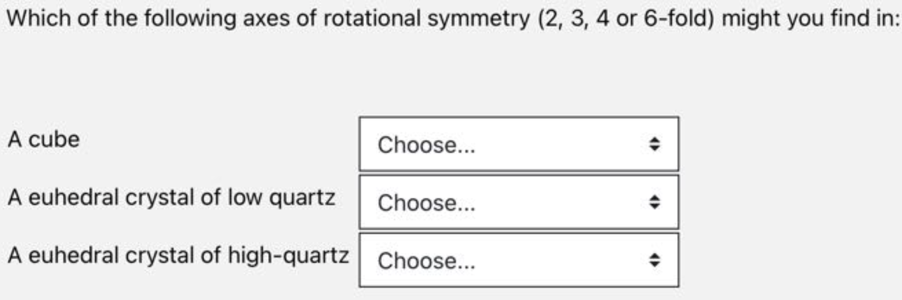 Solved Which of the following axes of rotational symmetry | Chegg.com