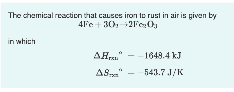 Solved The chemical reaction that causes iron to rust in air | Chegg.com