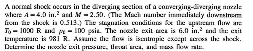 Solved A normal shock occurs in the diverging section of a | Chegg.com