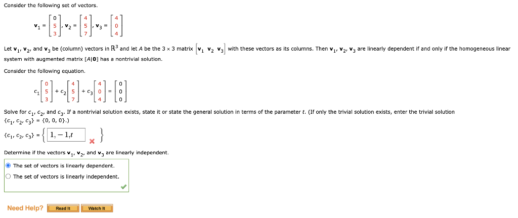 Solved Consider the following set of vectors. | Chegg.com