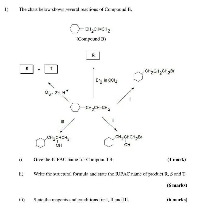 Solved 1) The chart below shows several reactions of | Chegg.com