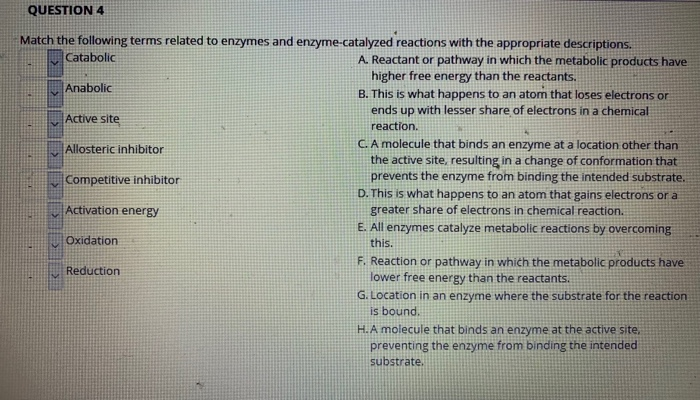 Solved QUESTION 1 Match the following terms related to | Chegg.com