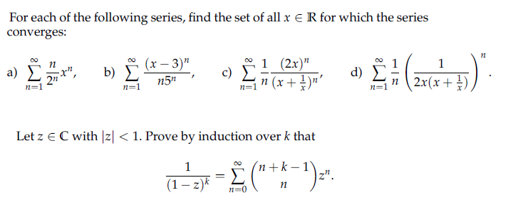Solved For each of the following series, find the set of all | Chegg.com