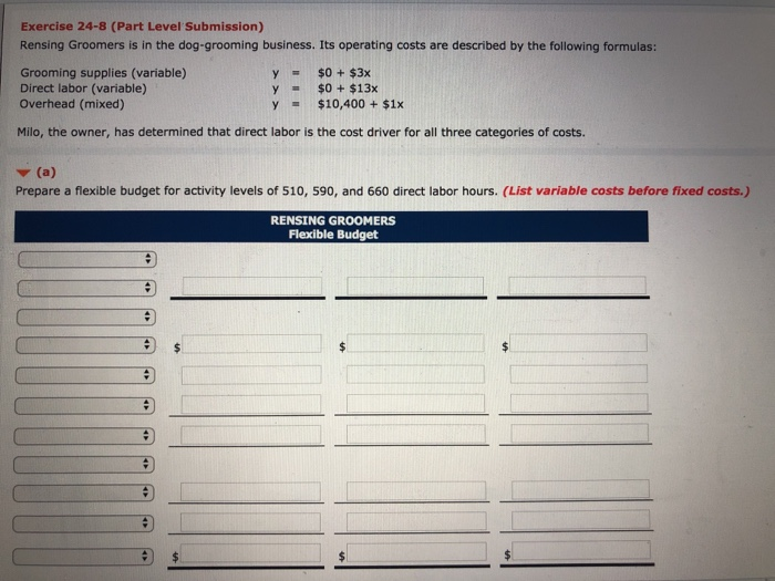 Solved Exercise 24-8 (Part Level Submission) Rensing | Chegg.com