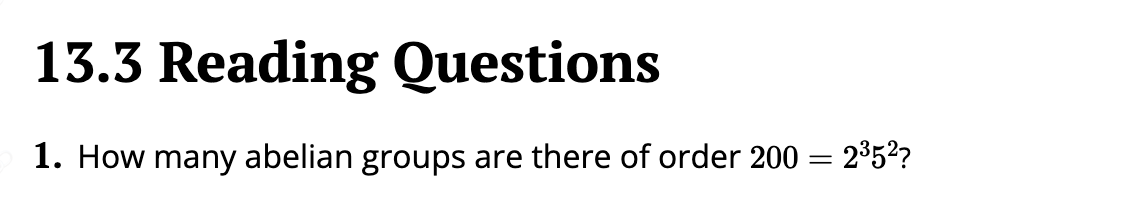 Solved 13.3 Reading Questions 1. How many abelian groups are | Chegg.com