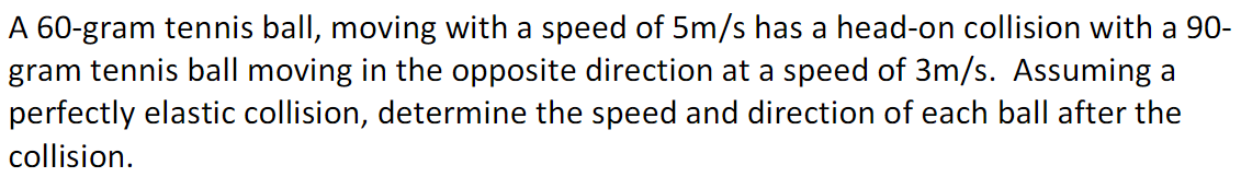Solved A 60-gram tennis ball, moving with a speed of 5m/s | Chegg.com