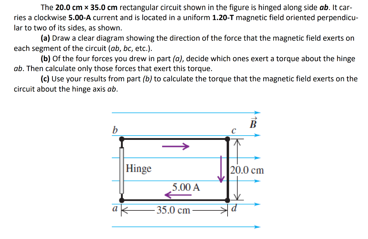 Solved The 20.0cm×35.0cm rectangular circuit shown in the | Chegg.com