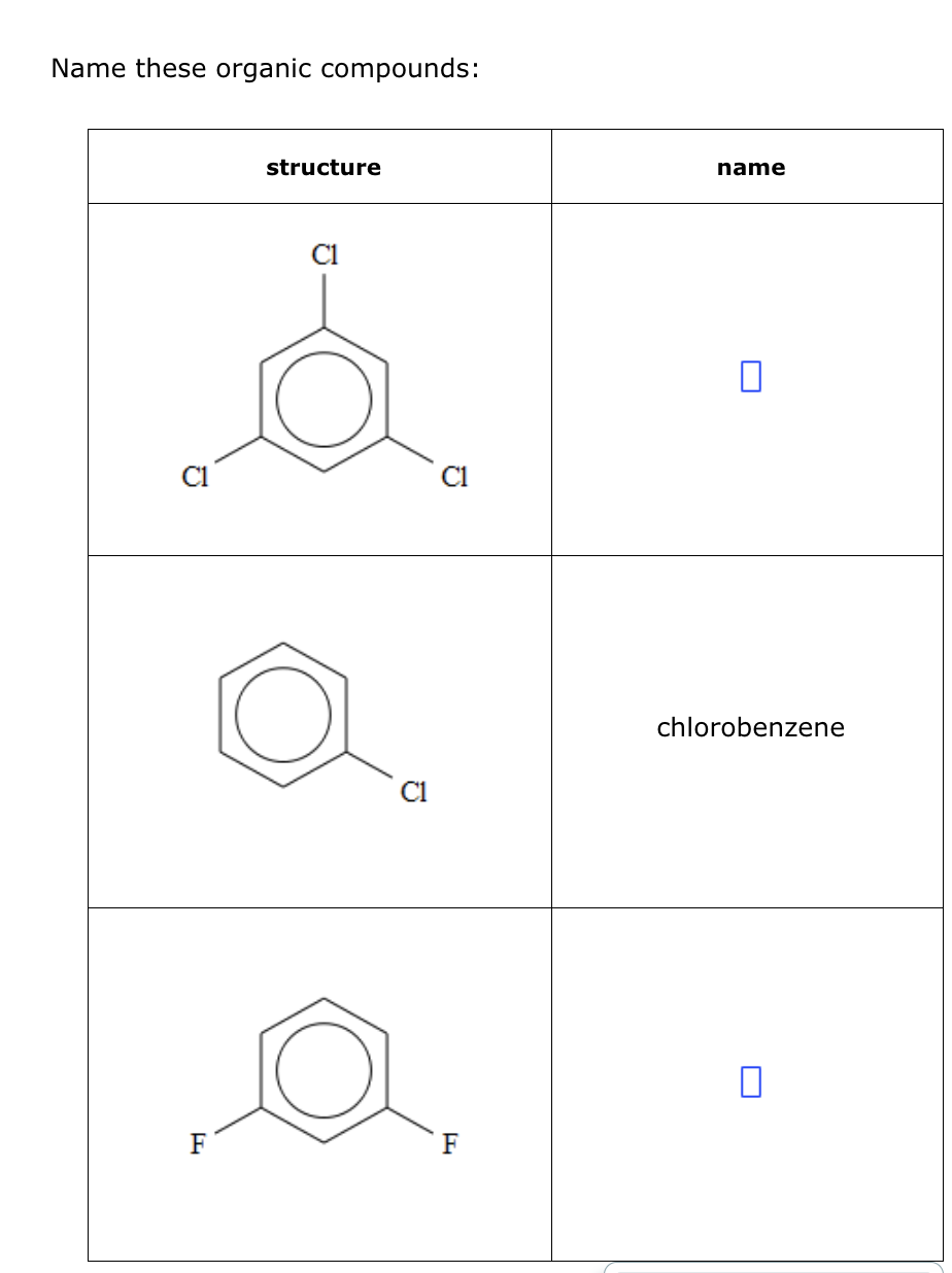 Solved Name these organic compounds. They are all benzene | Chegg.com