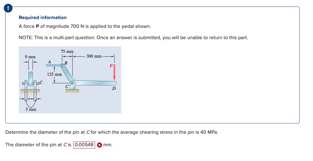 Solved Required Information A Force P Of Magnitude 700 N Is