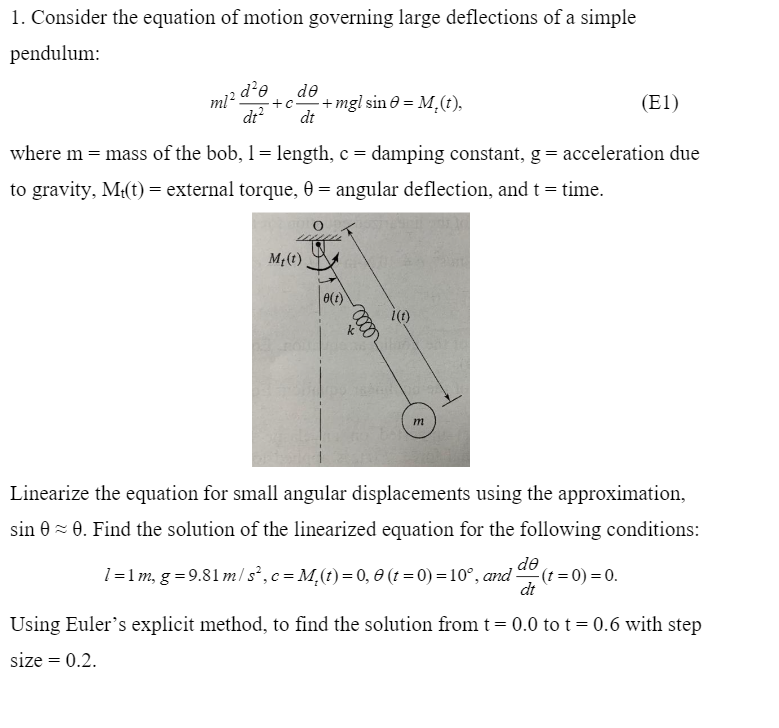 Solved 1. Consider the equation of motion governing large | Chegg.com