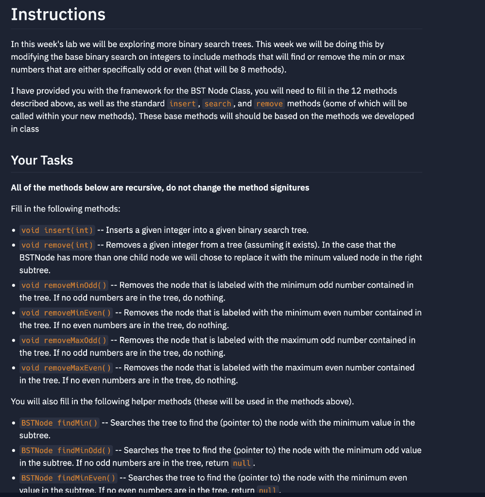 Solved - void insert( int) -- Inserts a given integer into a | Chegg.com