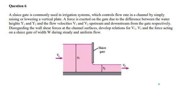 Solved Question 6 A sluice gate is commonly used in | Chegg.com