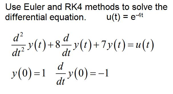 Solved Use Euler and RK4 methods to solve the differential | Chegg.com