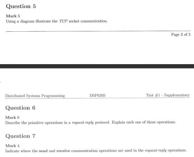 Solved Mark 5 Using a diagram illustrate the TCP socket | Chegg.com
