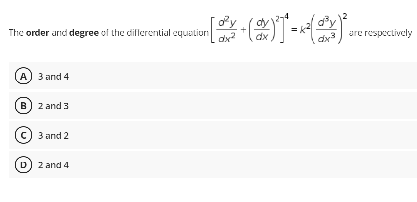 Solved The order and degree of the differential equation | Chegg.com